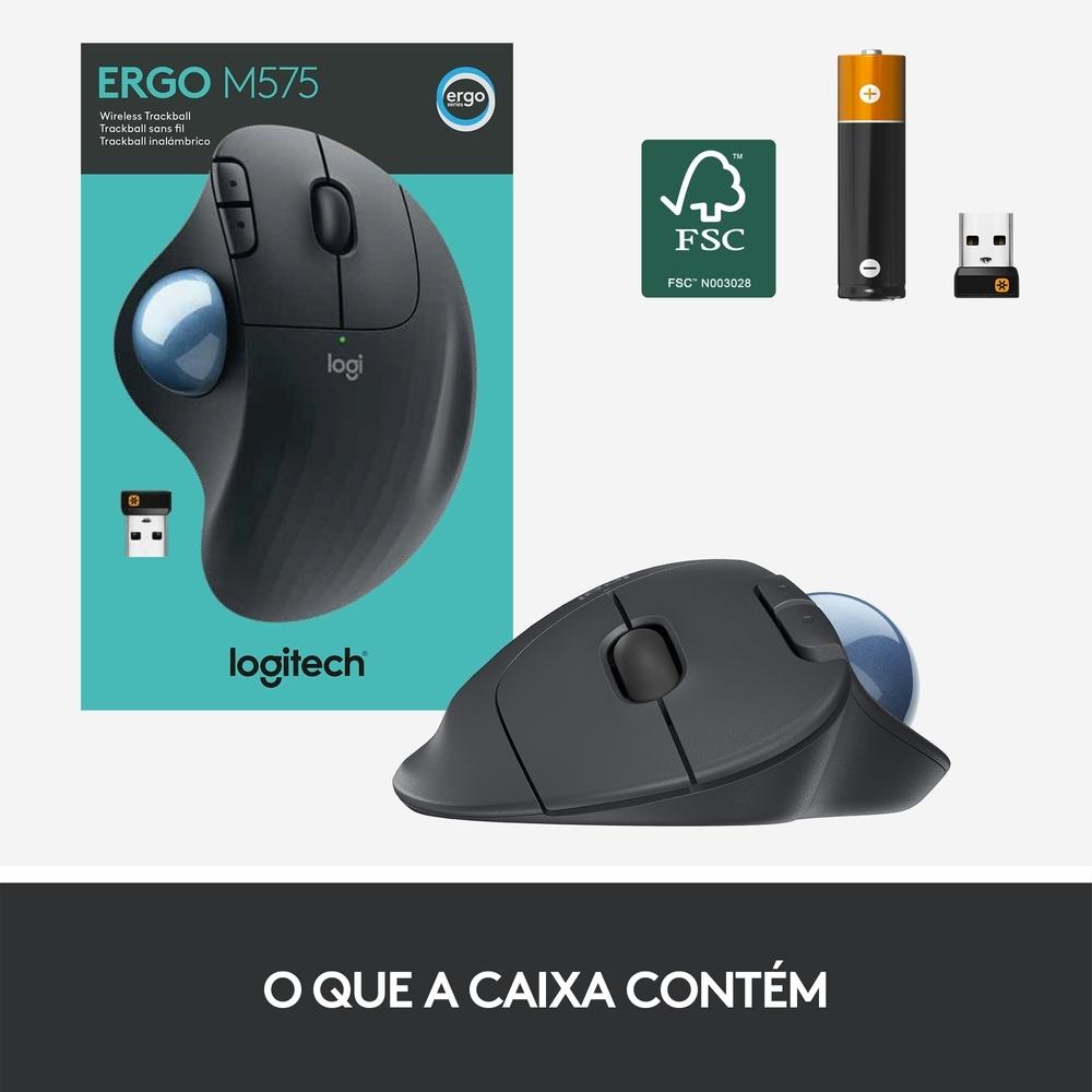 MOUSE SEM FIO LOGITECH TRACKBALL ERGO M575 DESIGN ERGONÔMICO, CONEXÃO BLUETOOTH E USB – ND.com